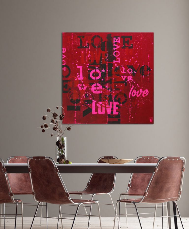 Romantisch Schilderij | LOVE in Red | Art Gallery roxier | Rotterdam