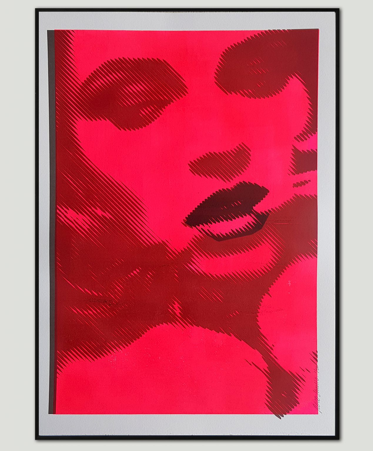 Neon Print Zeefdruk | Biting Lip in Neon | Art Gallery roxier | Rotterdam